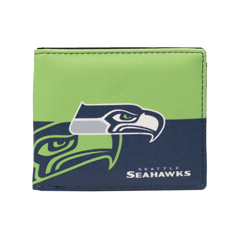 Seattle Seahawks NFL Men's Printed Logo Leather Bi-Fold Wallet| Hill ...